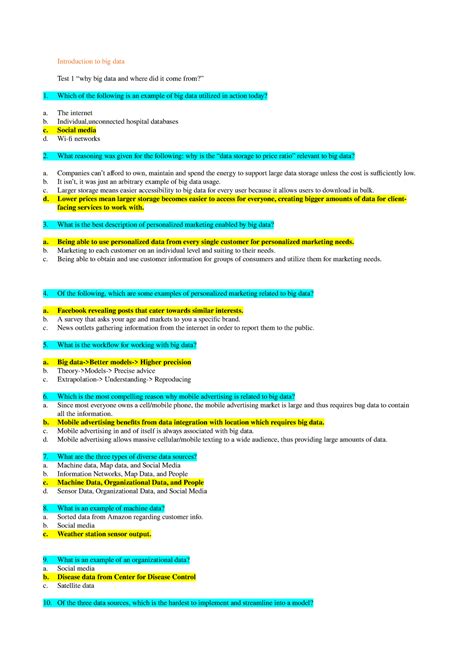 Big Data Final Lecture Notes Introduction To Big Data Test Why Big Data And Where Did