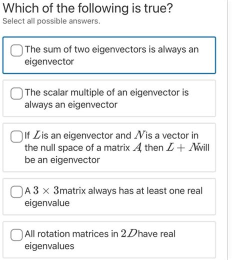 solved which of the following is true select all possible