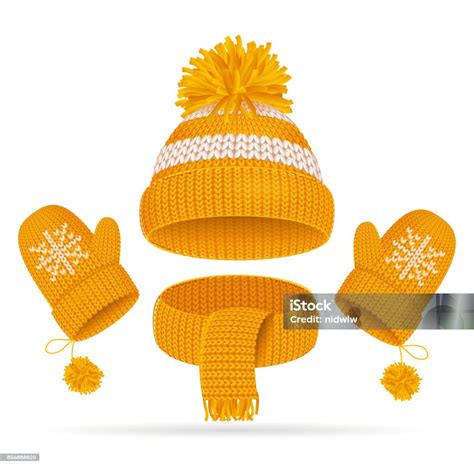 현실적인 3 차원 모자 응원 스카프와 벙어리 설정합니다 벡터 스카프에 대한 스톡 벡터 아트 및 기타 이미지 스카프 모자 모자류 겨울 Istock
