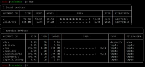Duf A Cross Platform Disk Usagefree Utility For Linux Bsd And Macos
