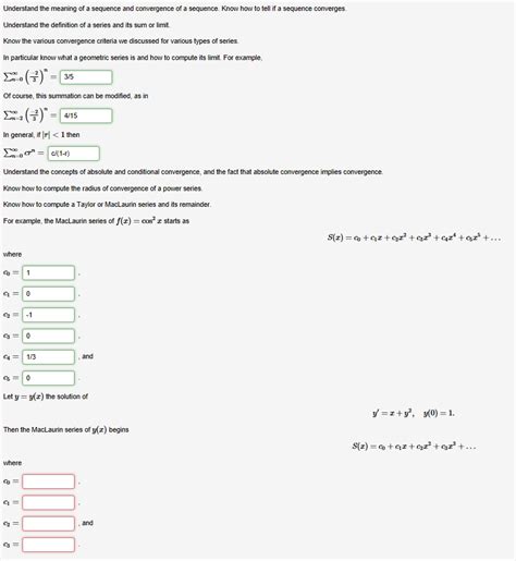 Solved Understand The Meaning Of A Sequence And Convergence Chegg Com