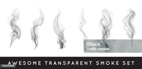 디지털 현실적인 연기 벡터 일러스트 레이 션 곱슬 연기 흐름 컬렉션 곡선 투명 연기 흐름 이미지 회색 연기 흐름 수직 연기 흐름 3d 연기 흐름 그림의 집합입니다 개념에