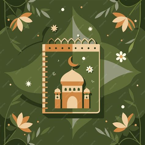 Imagine A Notebook Page Featuring An Elegant Islamic Patterned Calendar For The Entire Year The