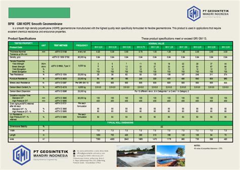 Spesifikasi Hdpe Smooth Geomembrane Pdf Physical Sciences Materials Science