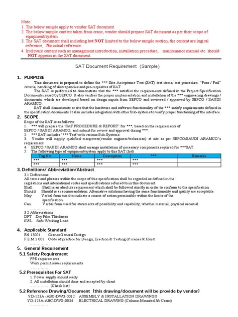 Sample Sat Procedure Only For Reference Pdf Specification