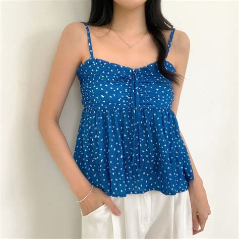 조이조이 워터밤💦페스티벌룩 풀링 하트 스모크 밴딩 리본 레이어드 프릴 플레어 여름 여행 휴가룩 흠뻑쇼 뷔스티에 나시