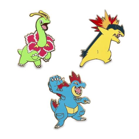 Meganium Typhlosion And Feraligatr Pokémon Pins 3 Pack Pokémon