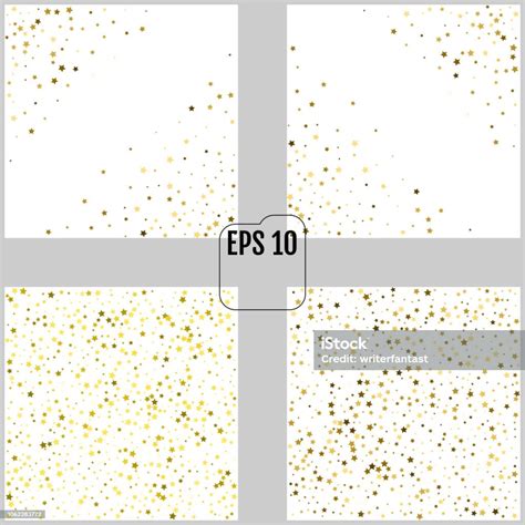 골드 별입니다 축 하 색종이 파티에 대 한 황금 추상 장식 떨어지는 생일 축 하 기념일 또는 이벤트 축제 축제 장식입니다 벡터 일러스트 레이 션의 집합입니다 4에서 1 0