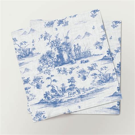 Napkins Set Toile De Jouy Blue Toile Napkins Toile Napkins Etsy