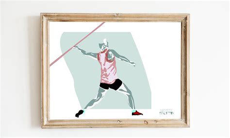 Man Javelin Poster Illustration For Male Athlete Or Athletics Etsy