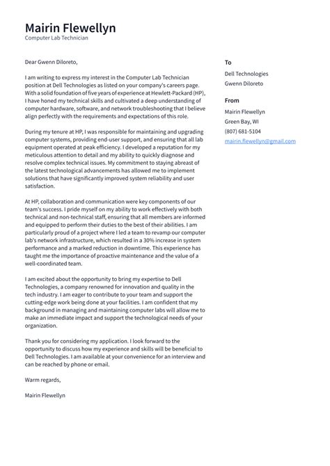 Computer Lab Technician Cover Letter Examples And Templates Computer Lab Technician Cover Letter Examples And Templates