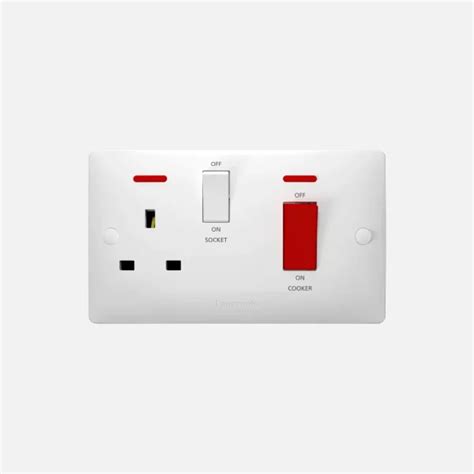 W1 Series Socket Outlets 2 Gang 2 Device 13a Dp Switched Socket With Indicator 45a Dp Switch 13