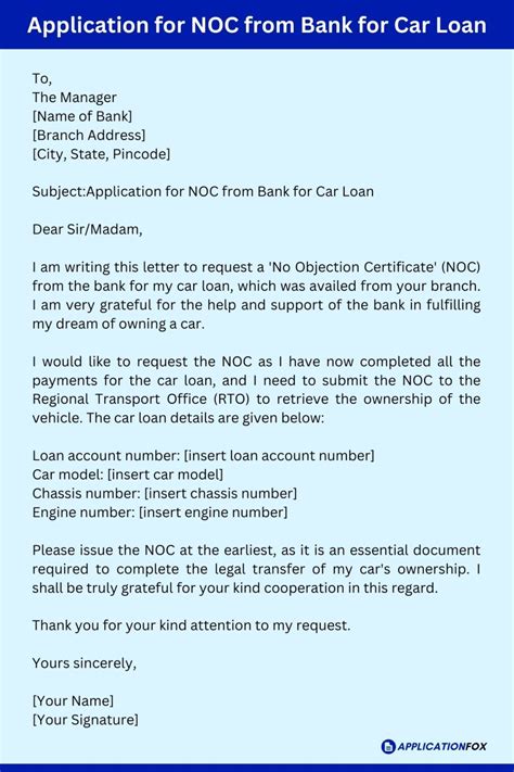 6 Samples Application For Noc From Bank