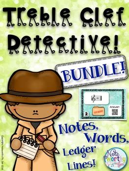 Treble Clef Note Naming Practice BUNDLE Detective Music Activity
