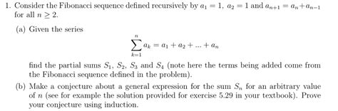 solved 1 consider the fibonacci sequence defined