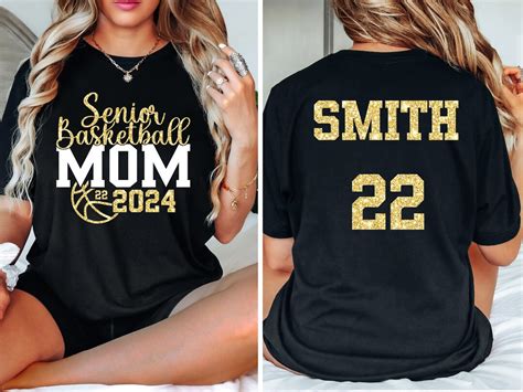 Senior Basketball Mom 2024 Shirt Glitter Senior Basketball Mom Shirt