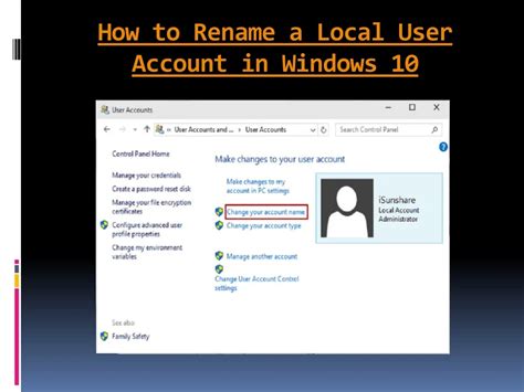 Ppt How To Rename A Local User Account In Windows 10 Powerpoint Presentation Id 9002290
