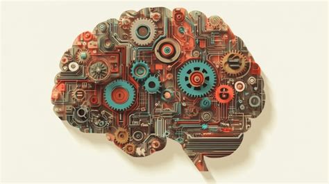 Conceptual Illustration Of A Human Brain With Interconnected Gears And
