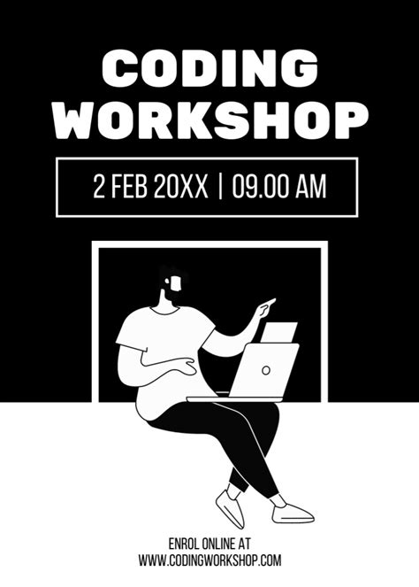 Interactive Coding Workshop Event Announcement In Black Online
