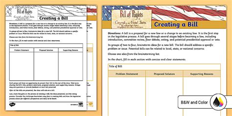 Sixth Grade Creating A Bill Class Worksheet Teacher Made