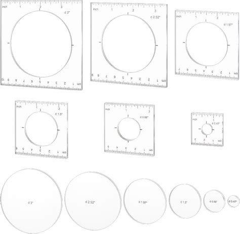 Pack Of 6 Router Templates Circle Inlay Templates Clear Drawing Scale