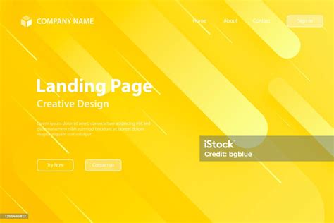 방문 페이지 템플릿 기하학적 모양의 추상적 디자인 트렌디한 옐로우 그라데이션 0명에 대한 스톡 벡터 아트 및 기타 이미지 0명 가상현실 광대한 Istock