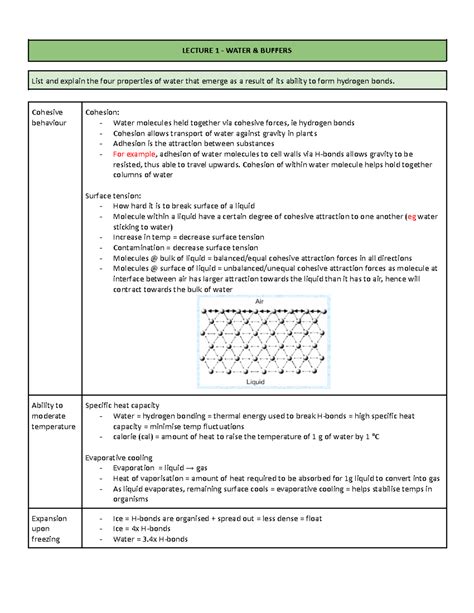 Lecture 1 Water And Buffers Lecture 1 Water And Buffers List And Explain The Four Properties