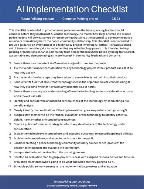 Ai Implementation Checklist — Future Policing