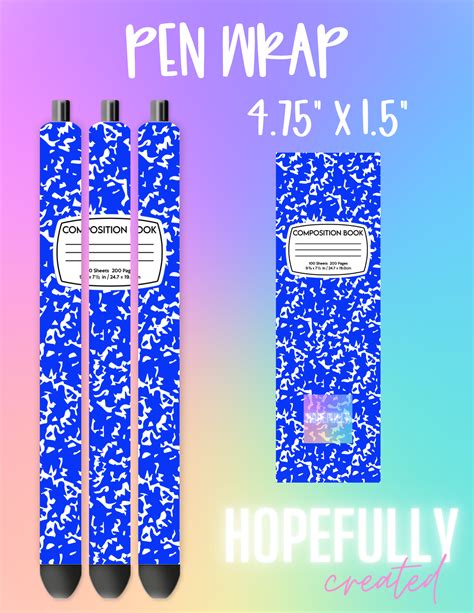 Blue Composition Book Pen Wrap 227 Hopefully Created