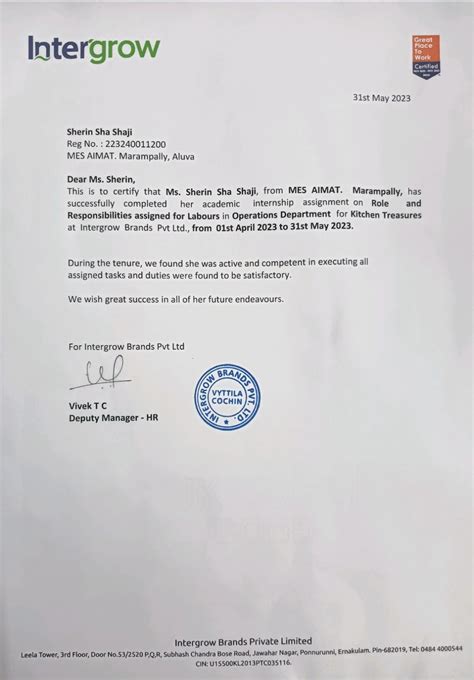 Sherin Sha Shaji On Linkedin I Am Glad To Share My Internship Certificate Here Withit Was From