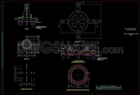 80autocad Drawings Of Water Tower Elevation And Foundation Structure
