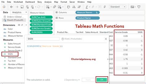 Tableau Math Functions