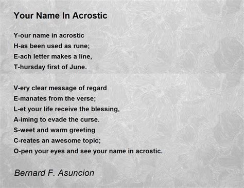 What Is An Acrostic Name Poem With Meanings