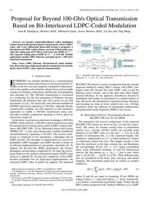 pdf proposal for beyond 100 gb s optical transmission based on bit interleaved ldpc coded