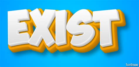 Exist Yellow White 3d Text Effect Generator