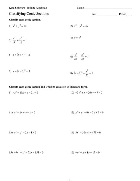 Solution Classifying Conic Sections Studypool