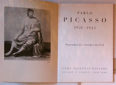 Pablo Picasso 1920 1925 Curt Valentin Gallery September 22 October