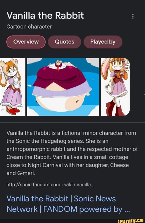 Vanilla The Rabbit Cartoon Character Quotes Played By Vanilla The