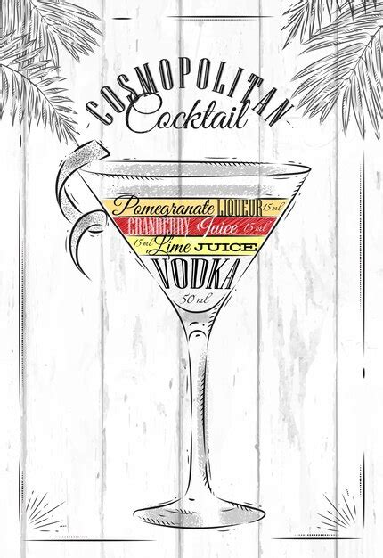 코스모 폴리탄 칵테일 프리미엄 벡터