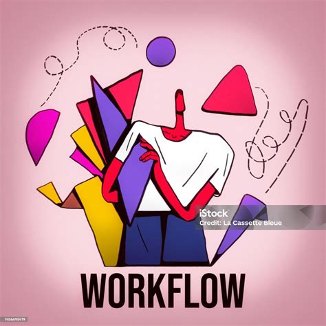 열심히 일하는 캐릭터 남자와 추상적 인 모양으로 데이터를 구성합니다 시간 관리 및 워크플로 관리 행동하는 사람들과 함께하는 현대적인 디자인 3차원 형태에 대한 스톡 벡터