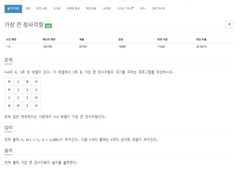 Algorithm 백준 1915 가장 큰 정사각형