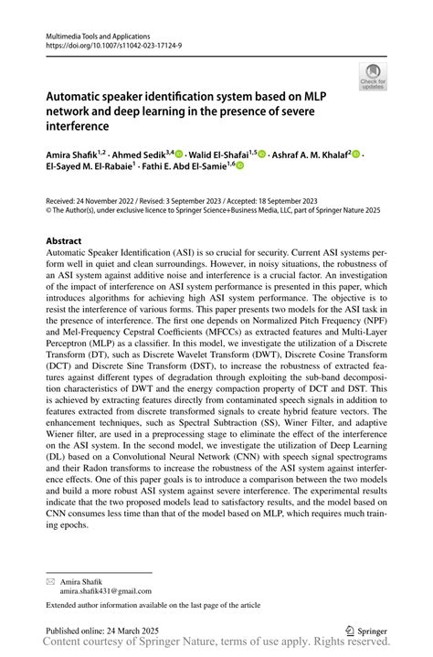 Automatic Speaker Identification System Based On Mlp Network And Deep