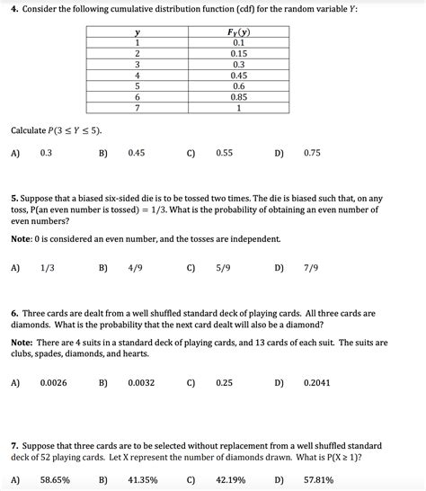 Solved 4 Consider The Following Cumulative Distribution