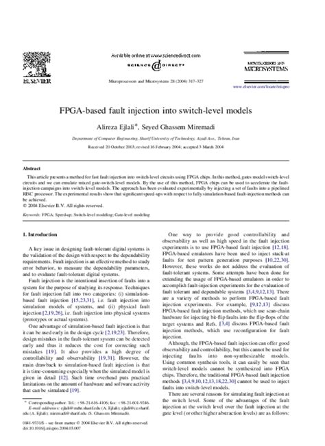 Pdf Fpga Based Fault Injection Into Switch Level Models