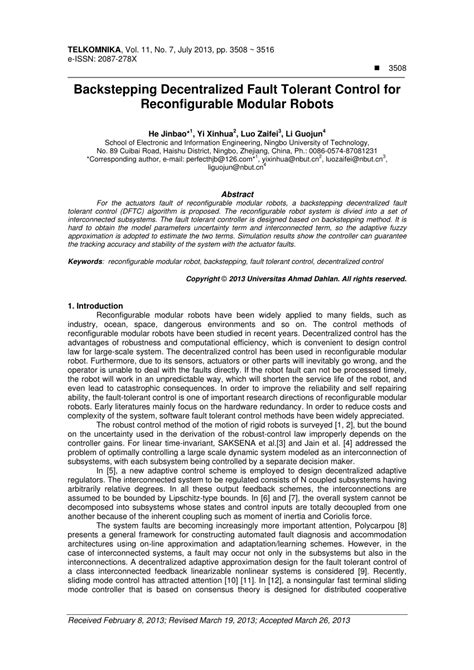 Pdf Backstepping Decentralized Fault Tolerant Control For