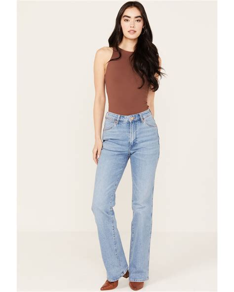 Wrangler Womens Light Wash High Rise Westward Zelda Bootcut Denim Jeans Blue