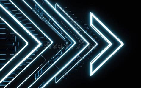 Futuristic Neon Arrow Design With Glowing Blue Lines Stock Illustration