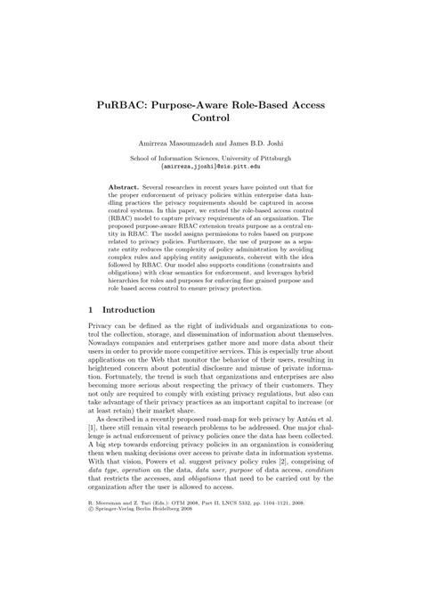 Pdf Purbac Purpose Aware Role Based Access Control