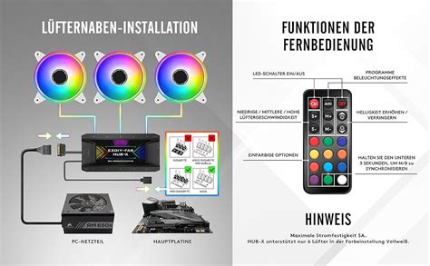 Ezdiy Fab vit Moonlight RGB chassifläkt mm med fläkt hubb X och fjärrkontroll V Pin RGB