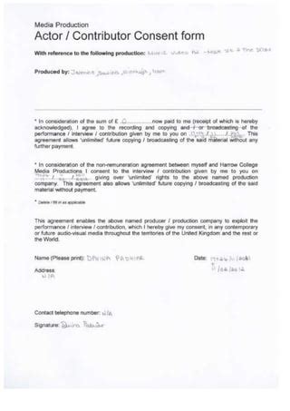 Miscellaneous Paperwork DOCX Video Production Content Production